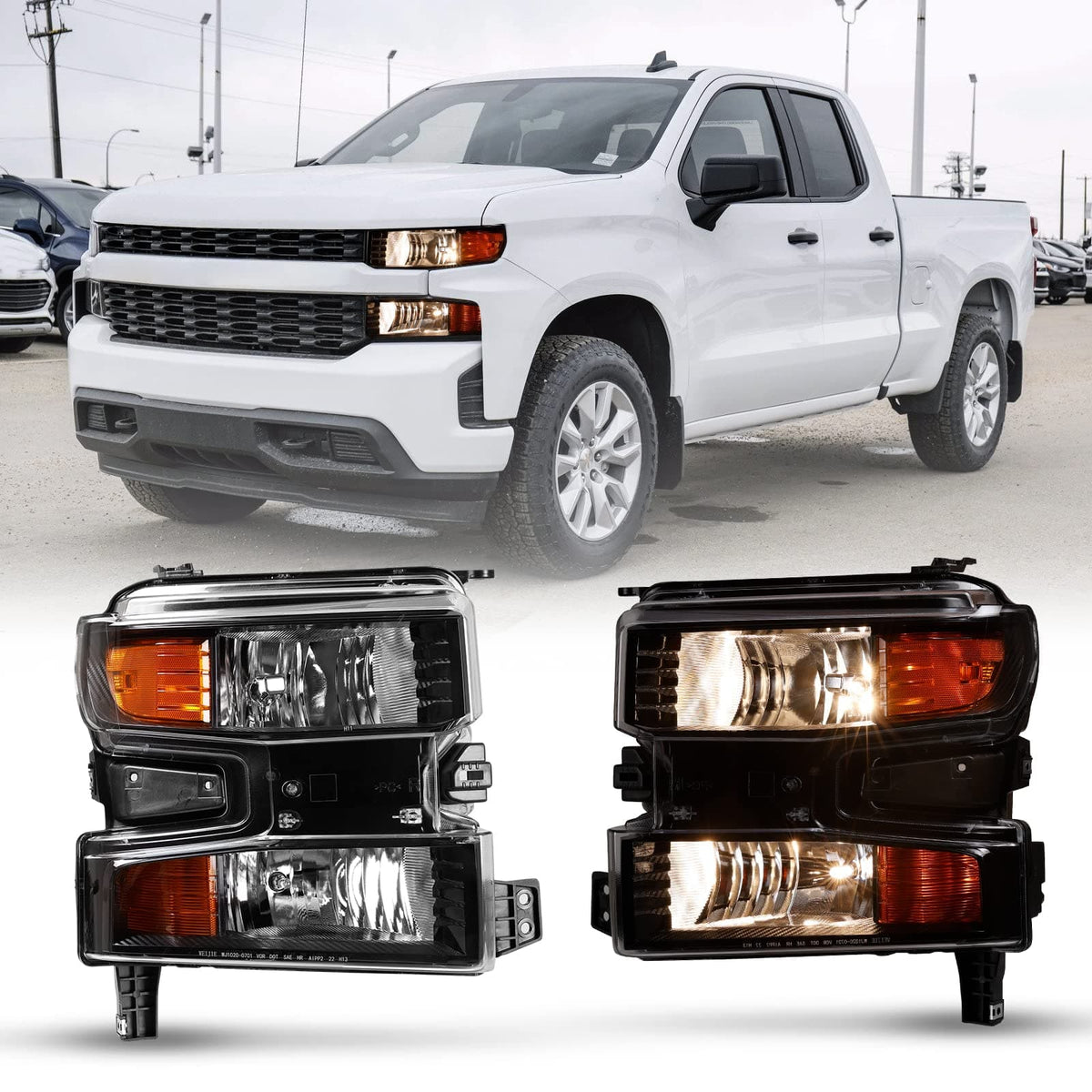 WOLFSTORM Headlight for 2019-2021 Chevy Silverado 1500 with DRL, High/